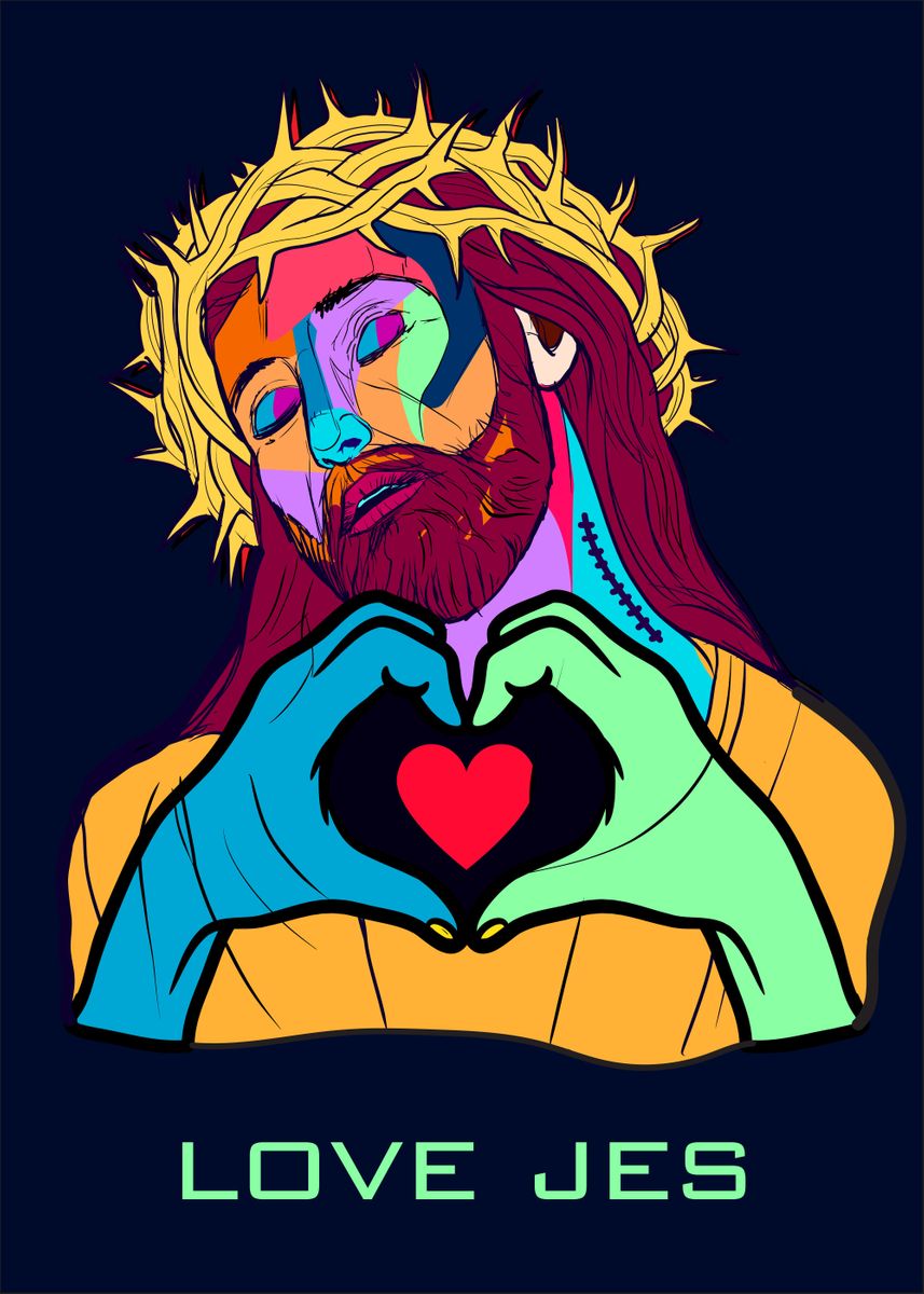 'Jesus Love WPAP' Poster, picture, metal print, paint by Oizy ...