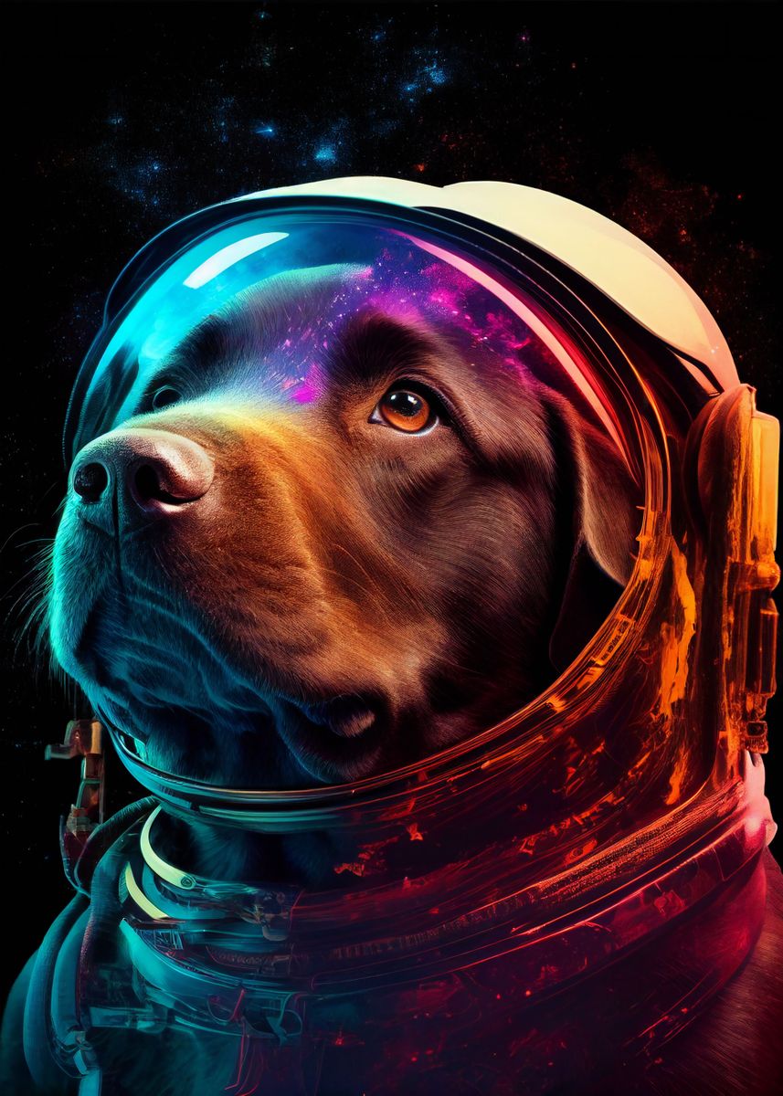 'Space Labrador Retriever 2' Poster, picture, metal print, paint by ...