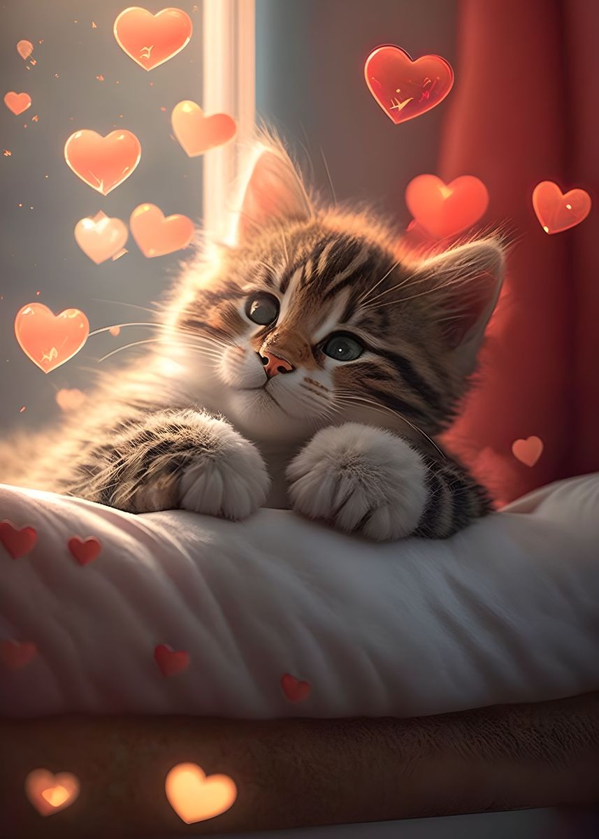 'Super cute kitten' Poster, picture, metal print, paint by Patrick | Displate