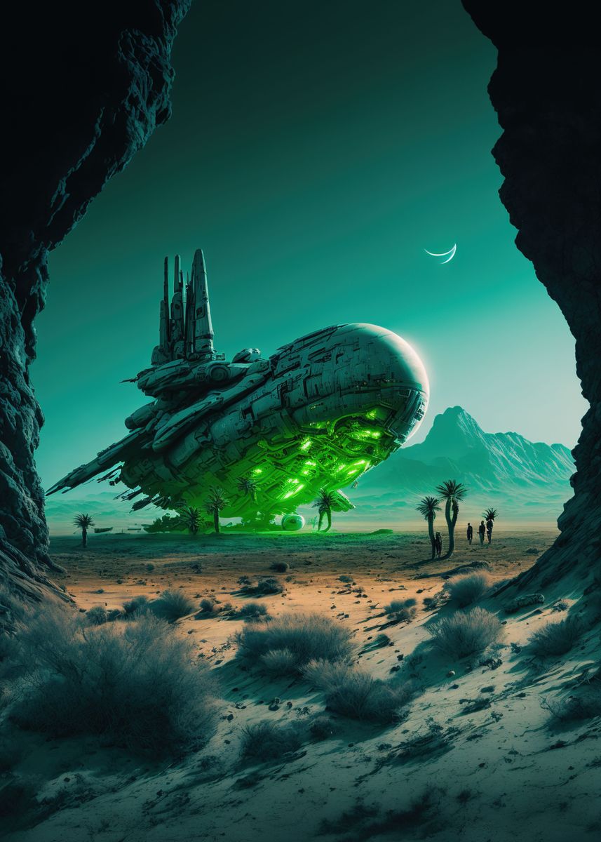 'Green Toxic Trek' Poster, picture, metal print, paint by Nimbus | Displate