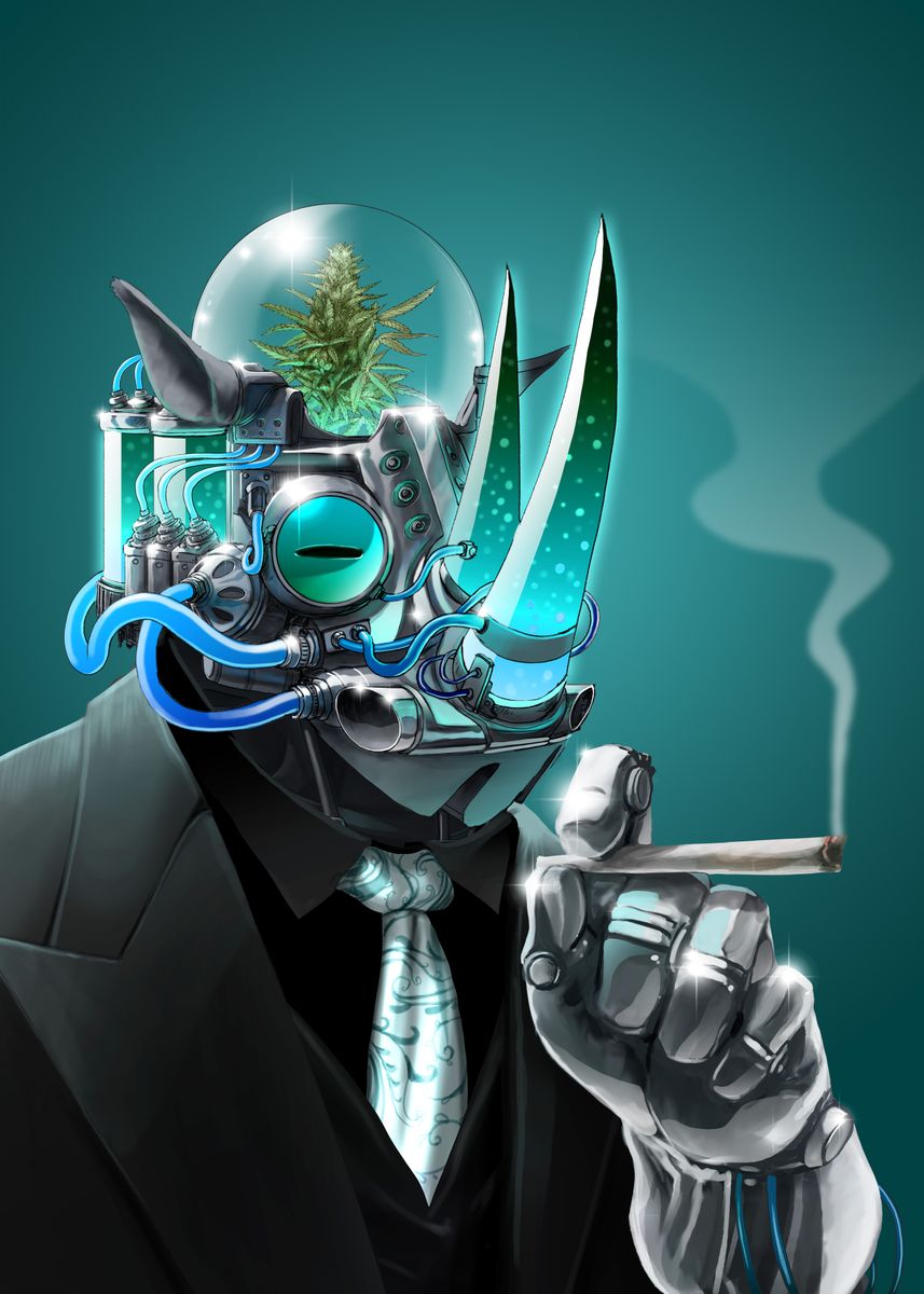 'SMOKING RHINO ROBOT' Poster by Julian Bustos | Displate