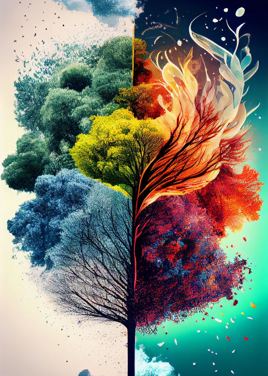 'Seasons Pass' Poster, picture, metal print, paint by Polymath Prints ...