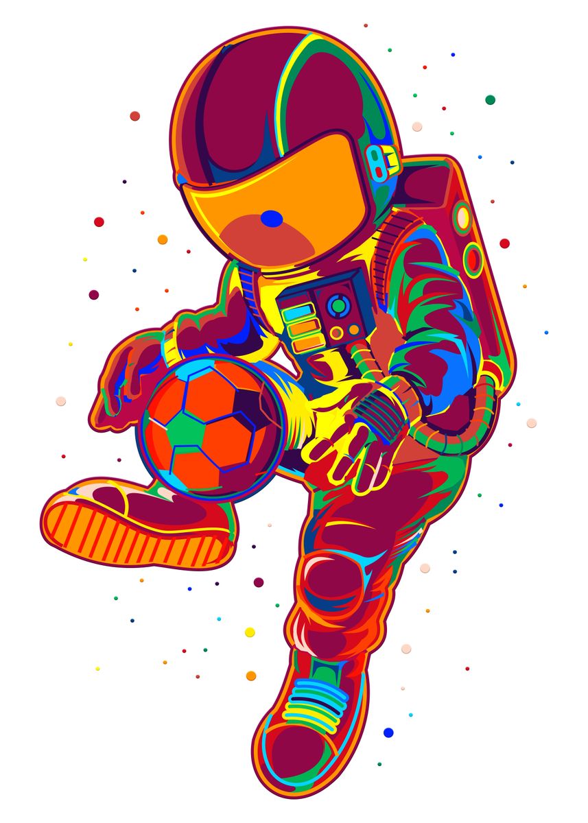 ' Astronaut soccer player' Poster, picture, metal print, paint by Evan ...