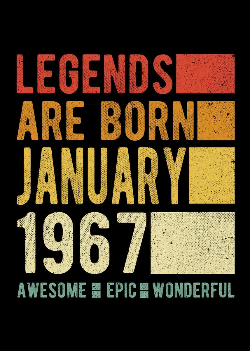 'Birthday January 1967' Poster, picture, metal print, paint by schmugo ...