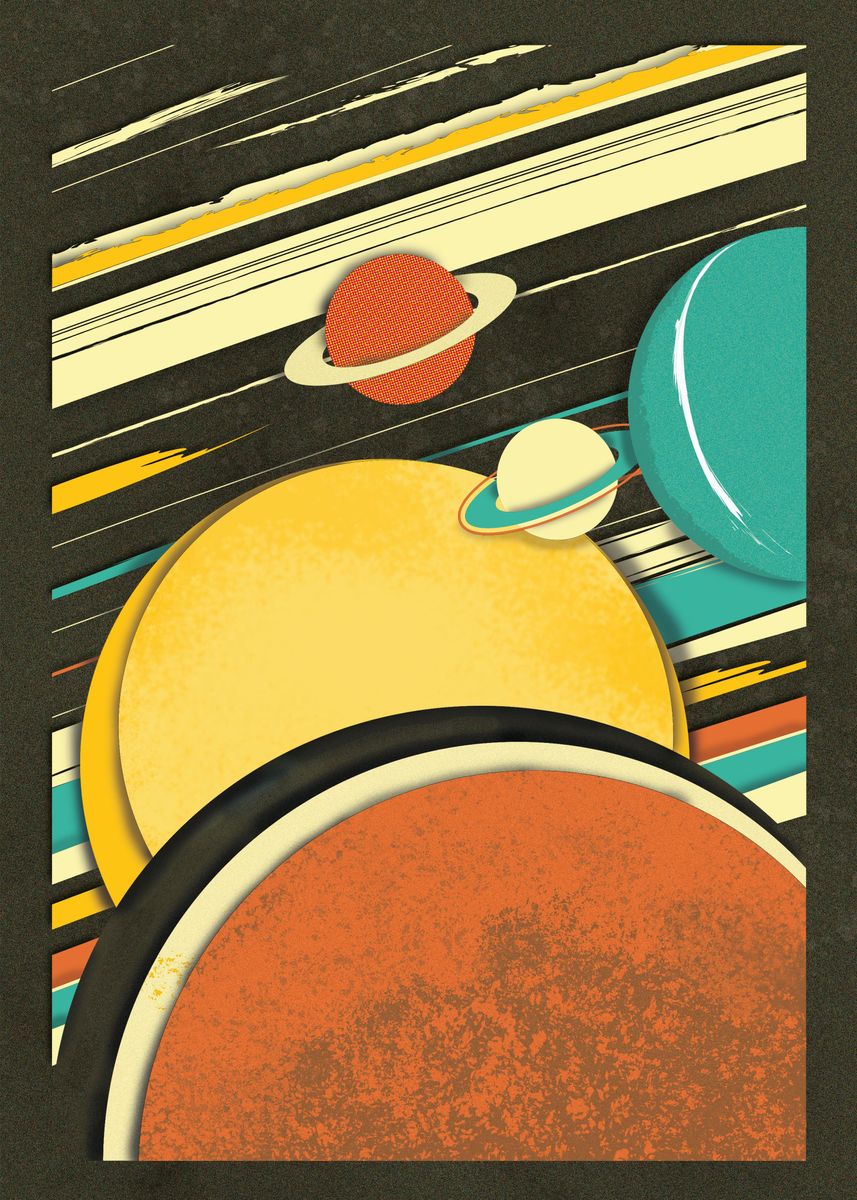 'Retro Planetary System' Poster, picture, metal print, paint by Bradley ...