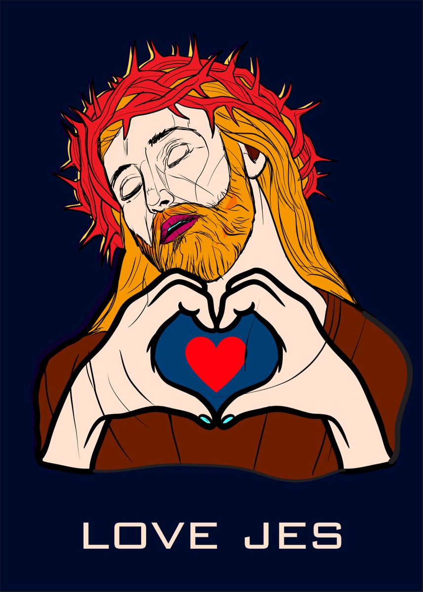 'Jesus in Love' Poster, picture, metal print, paint by Oizy Production ...