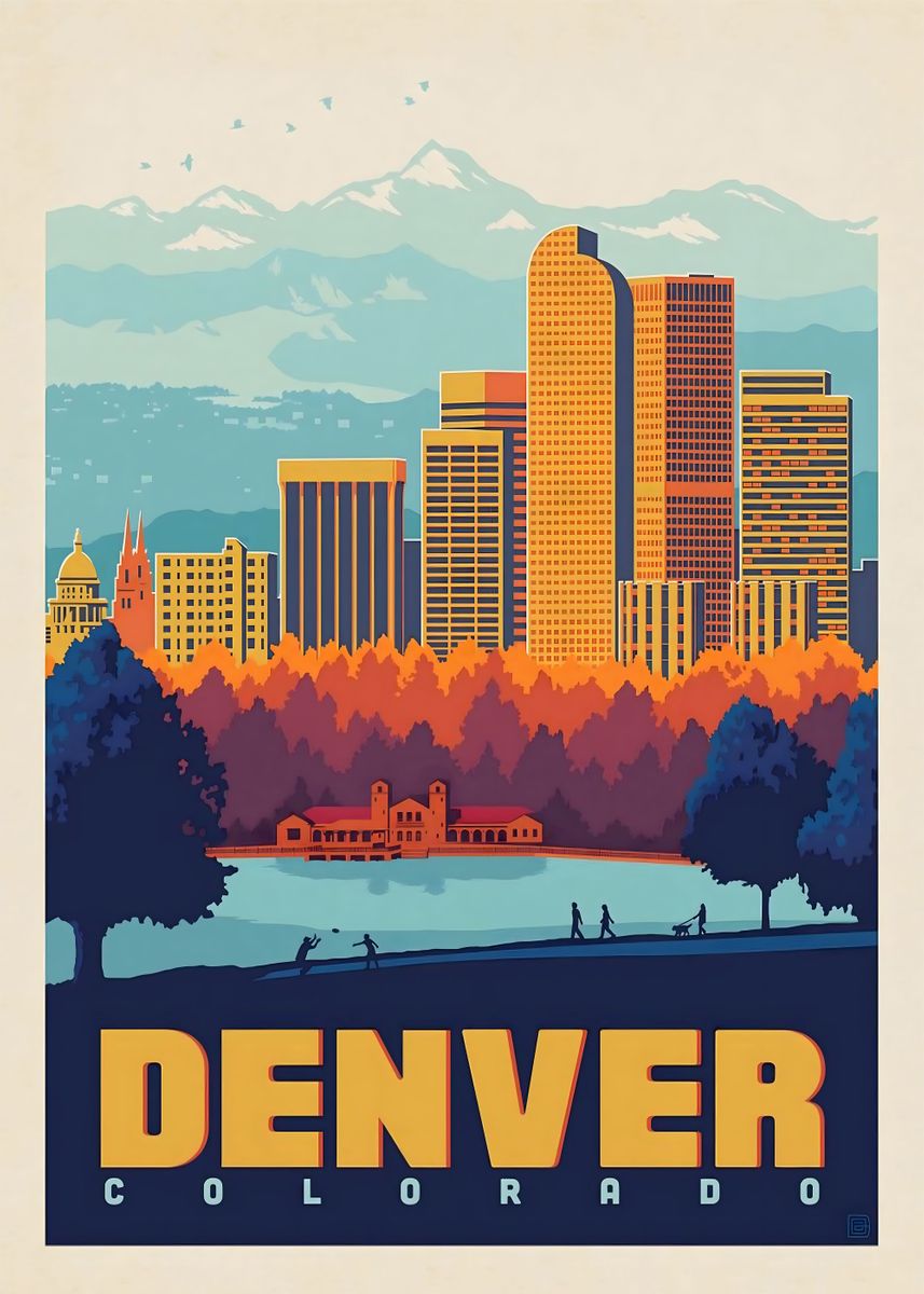 'Travel to Denver' Poster, picture, metal print, paint by Izu | Displate