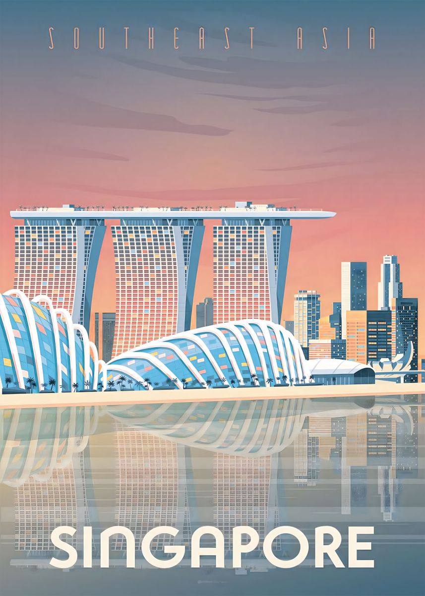 'Travel to Singapore' Poster, picture, metal print, paint by Izu | Displate