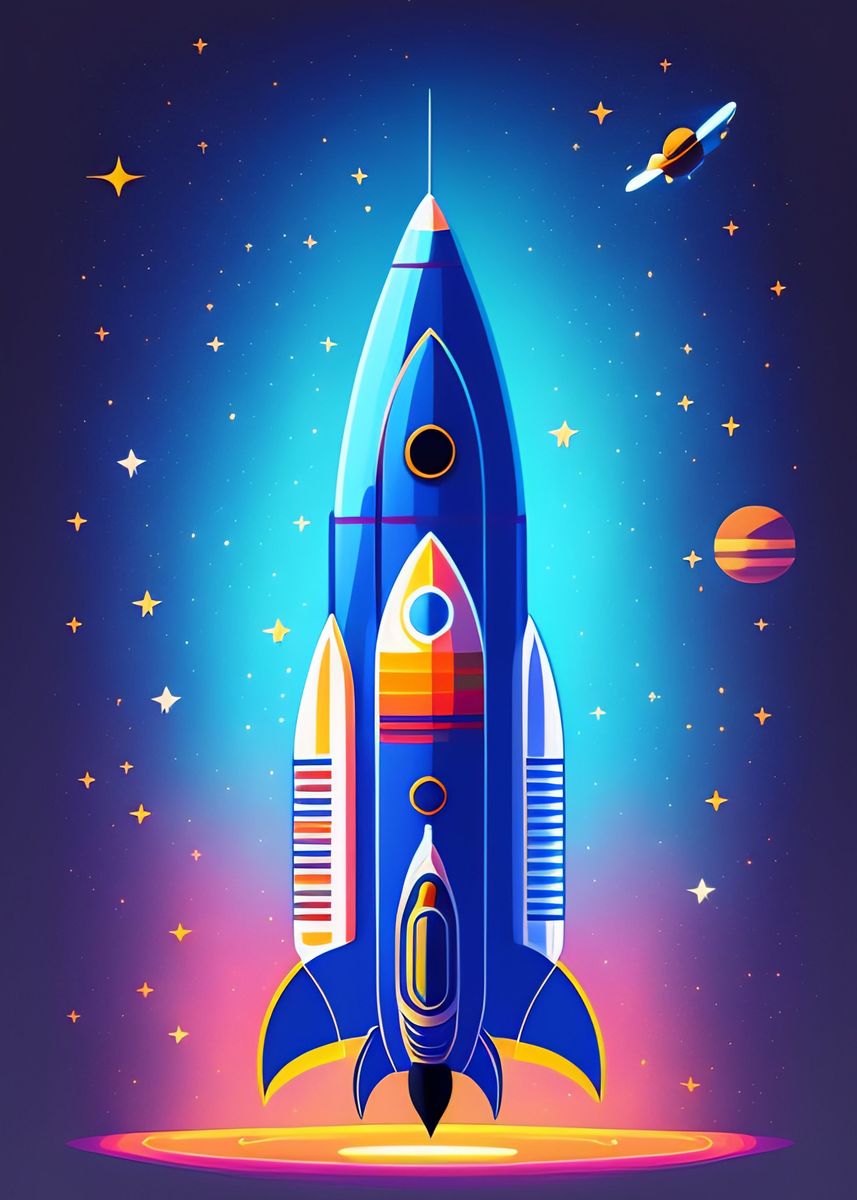 'Rocket in space Sky' Poster, picture, metal print, paint by Visionary ...