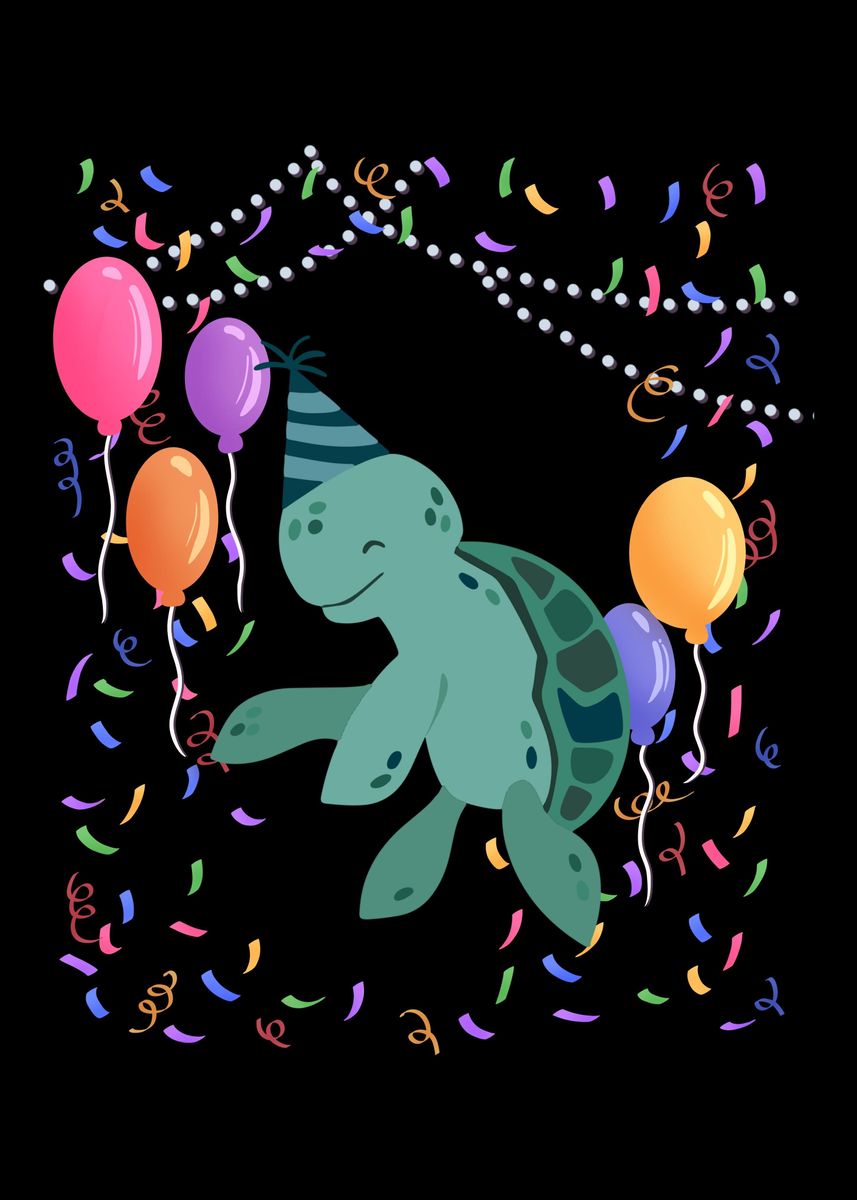 'Turtle childs birthday' Poster, picture, metal print, paint by fansinn ...