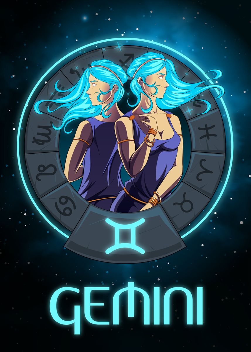 'GEMINI GEEK ZODIAC SIGNS ' Poster, picture, metal print, paint by Juan ...