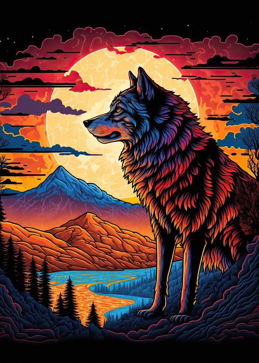 'Wolf Art Series Style 2' Poster, picture, metal print, paint by ...