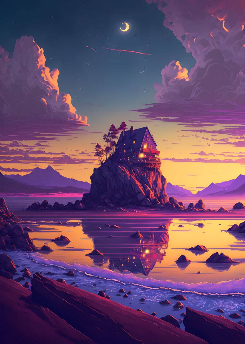 'House on Rocks' Poster, picture, metal print, paint by Atmos Image ...