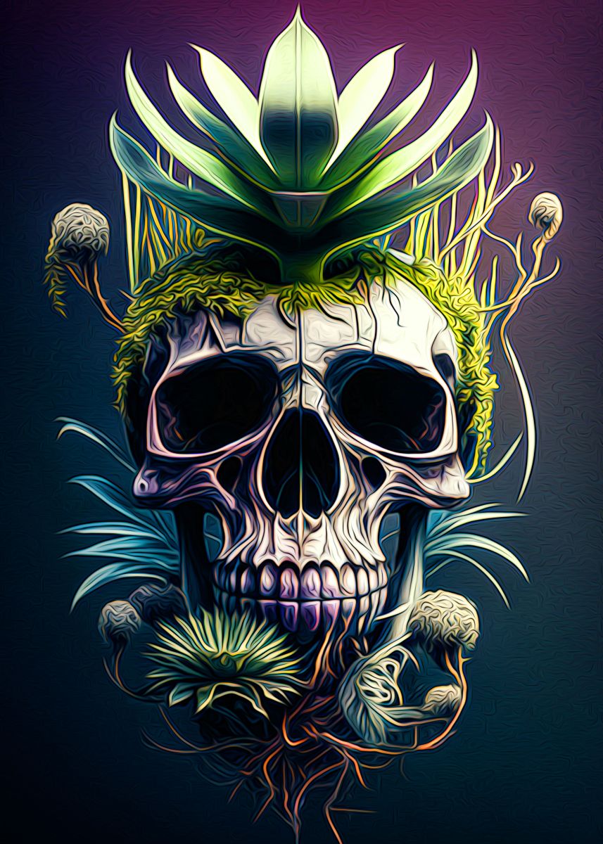 'Skull' Poster, picture, metal print, paint by berry nguyen | Displate