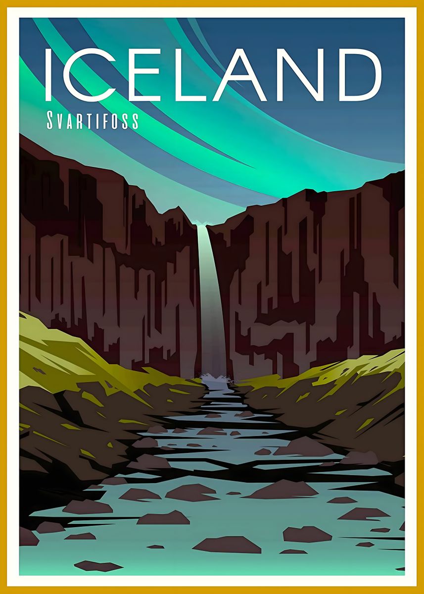 'Travel to Iceland' Poster, picture, metal print, paint by Izu | Displate