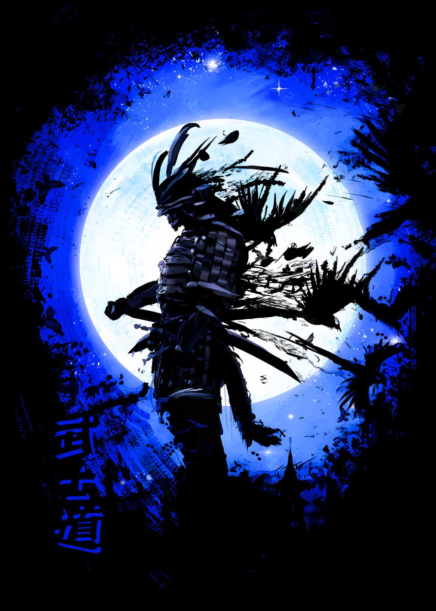 'Samurai Warrior Moon' Poster, picture, metal print, paint by Faissal ...