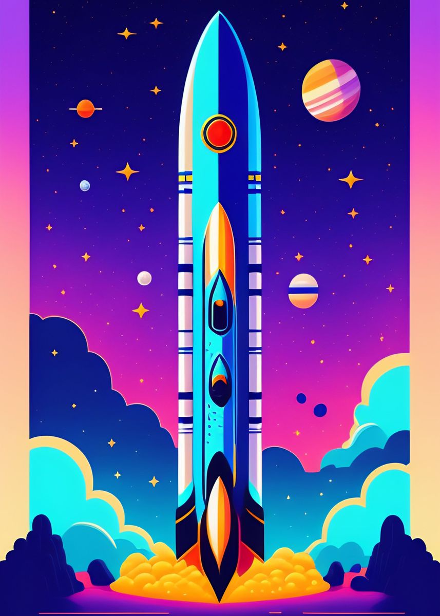 'Rocket in space Sky' Poster, picture, metal print, paint by Visionary ...