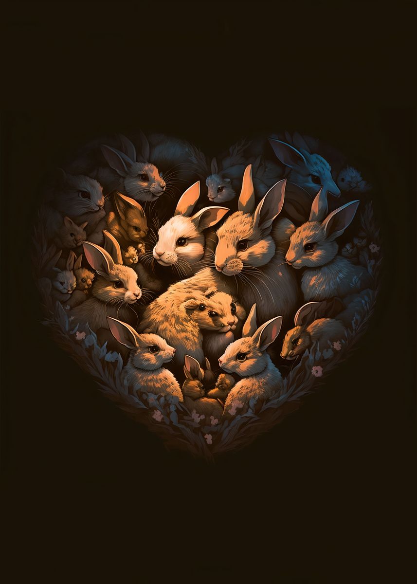 'Rabbit' Poster, picture, metal print, paint by Graphic Japanese | Displate