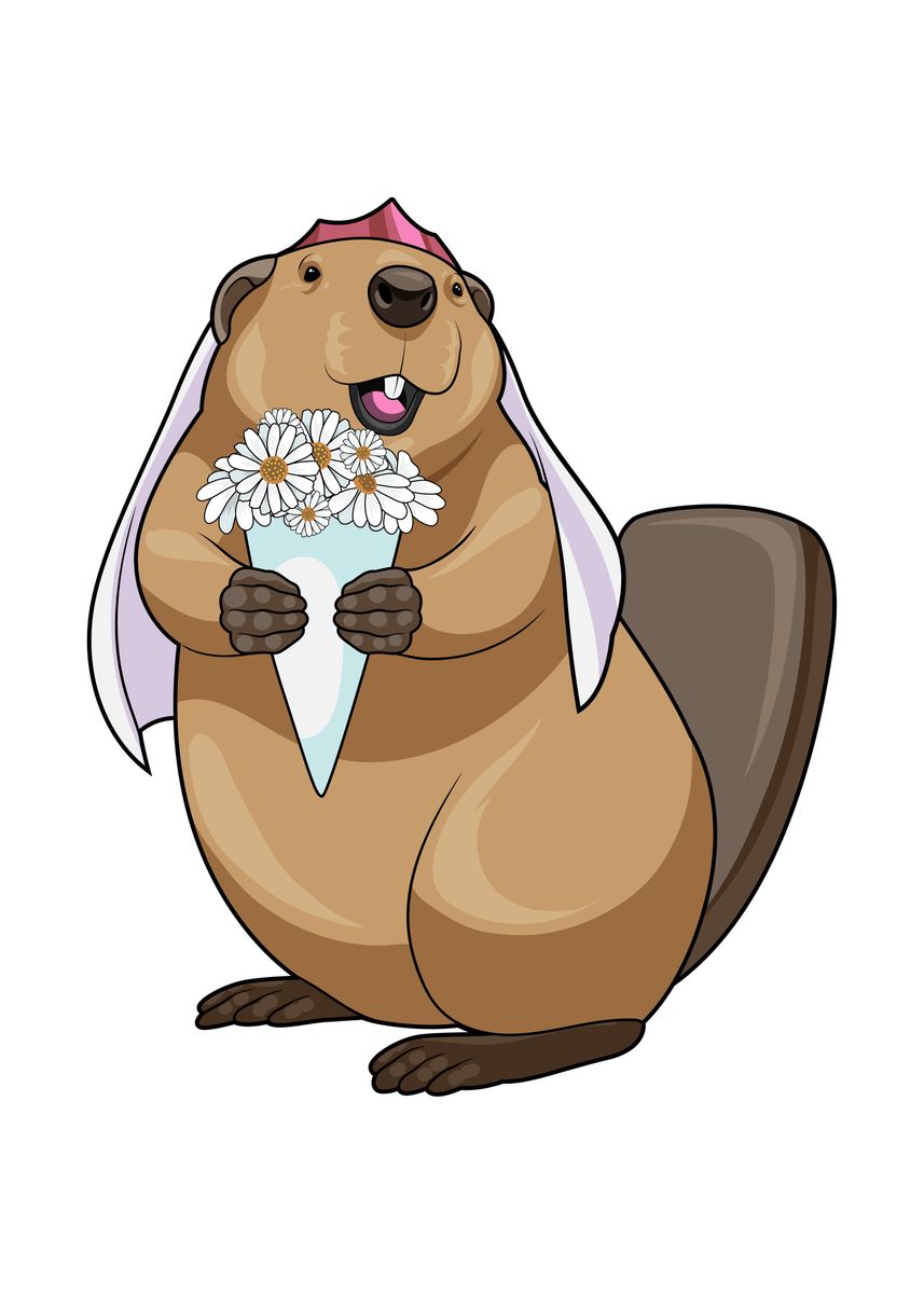 'Beaver Bride Wedding' Poster, picture, metal print, paint by Markus ...