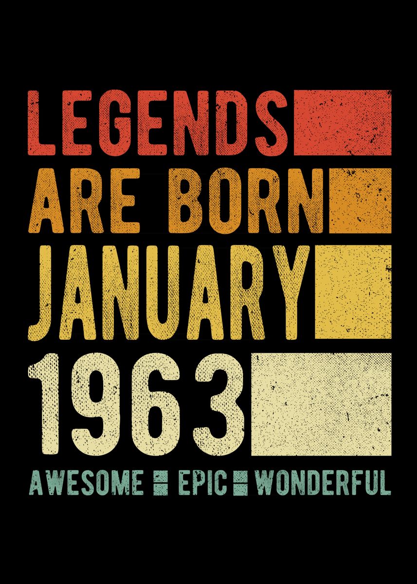 'Birthday January 1963' Poster by schmugo | Displate