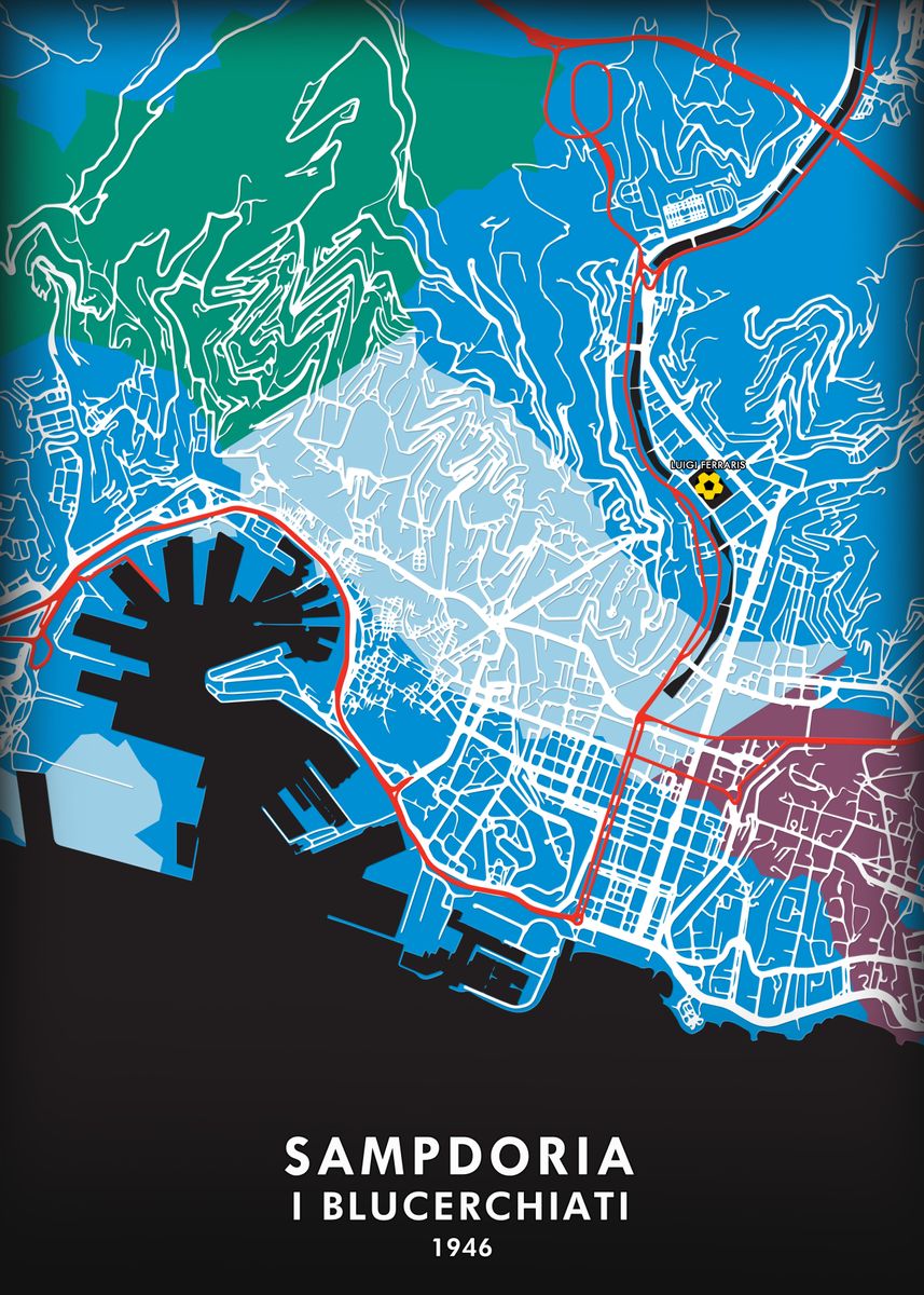 'UC Sampdoria Luigi ' Poster, picture, metal print, paint by Farwell ...