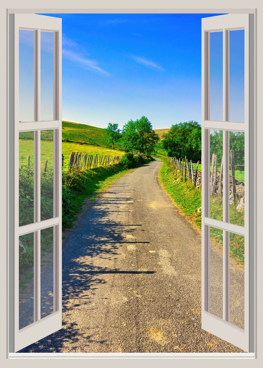 'Window view open road' Poster, picture, metal print, paint by Vicen ...