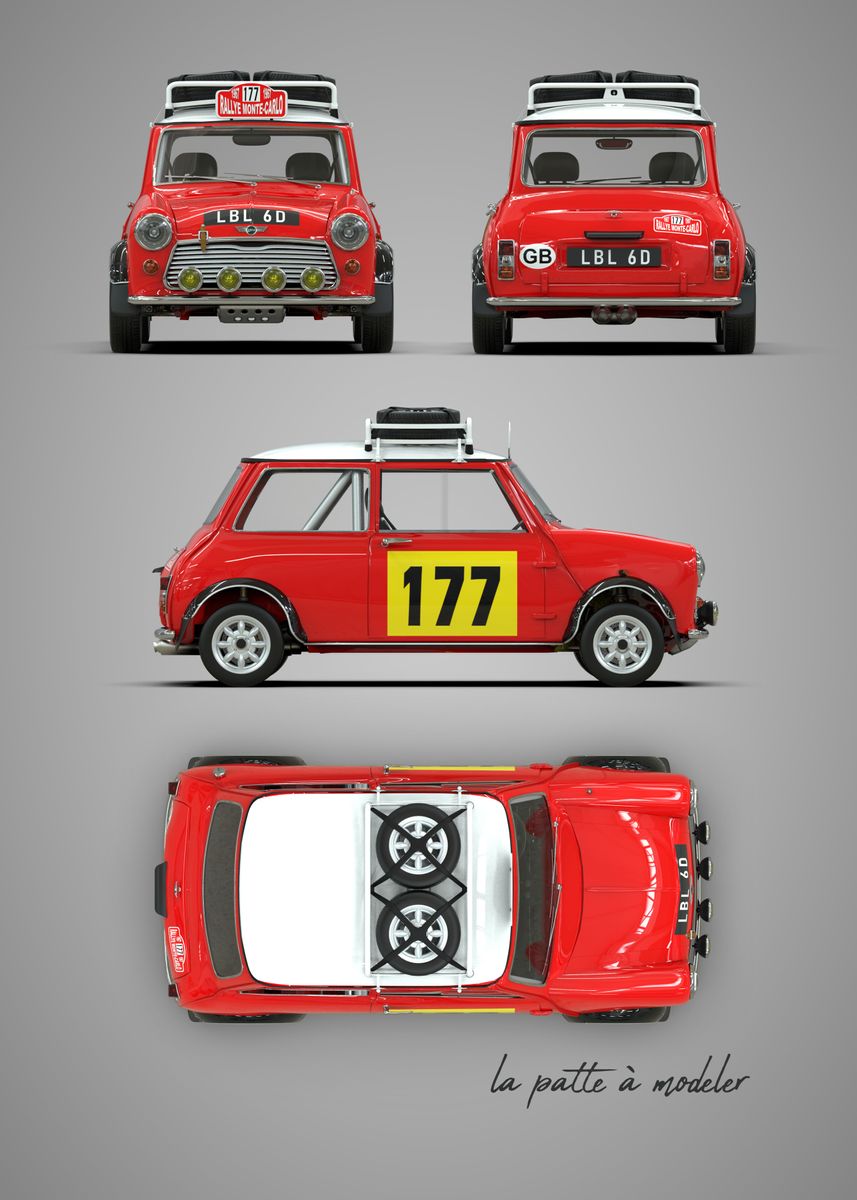 'Austin Mini Monte Carlo' Poster by LAPATTEAMODELER | Displate