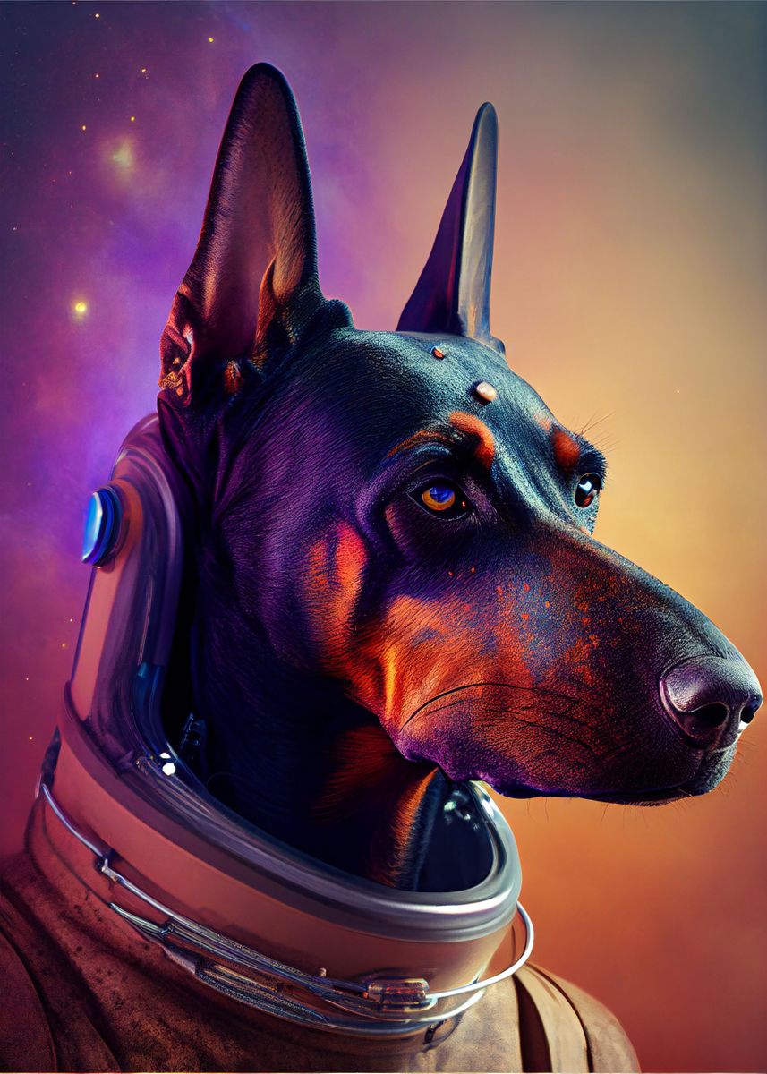 'Space Dobermann 1' Poster, picture, metal print, paint by Digital Arts ...
