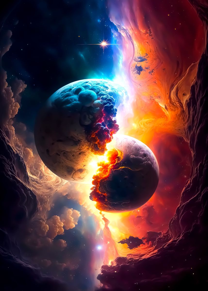 'Diagonal Collision' Poster, picture, metal print, paint by James ...