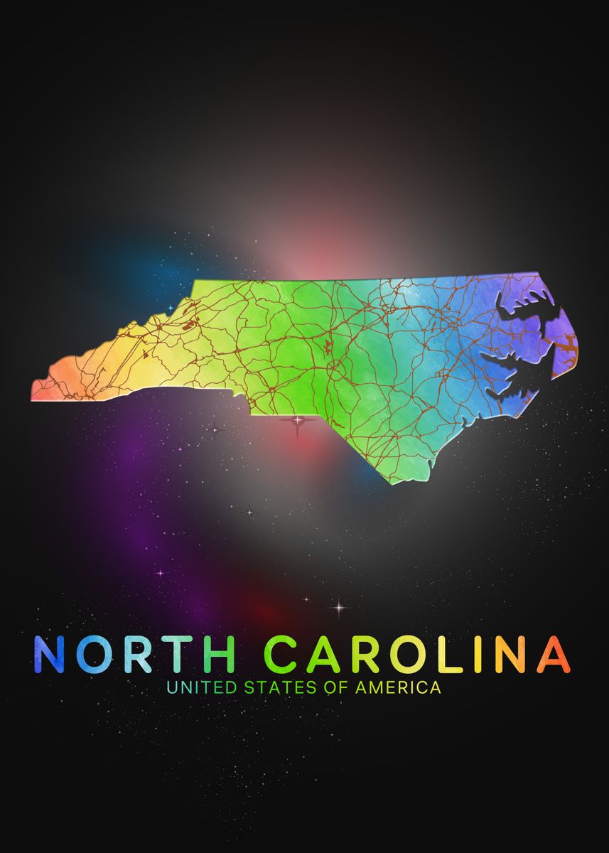 'North Carolina USA' Poster, picture, metal print, paint by Terrance ...
