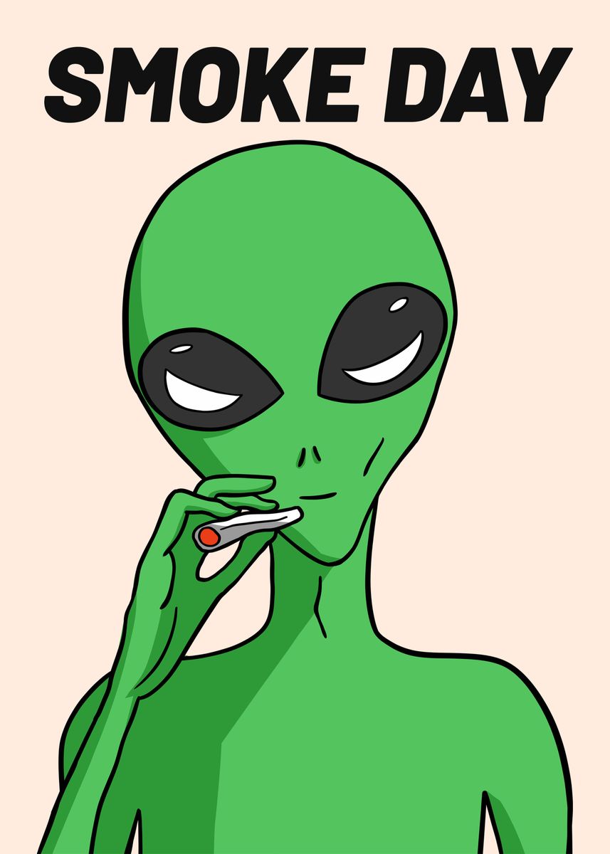 'Alien Smoke Minimalist' Poster, picture, metal print, paint by ...