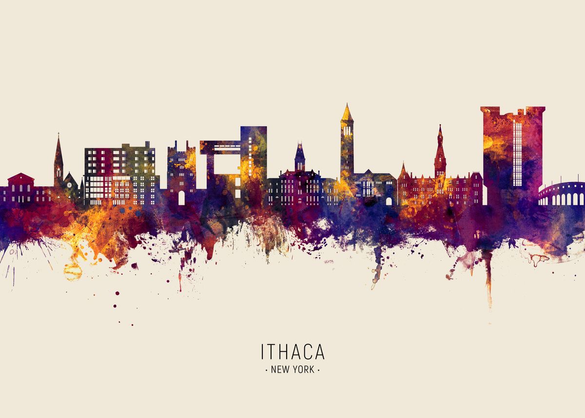 'Ithaca Skyline New York' Poster by Michael Tompsett | Displate
