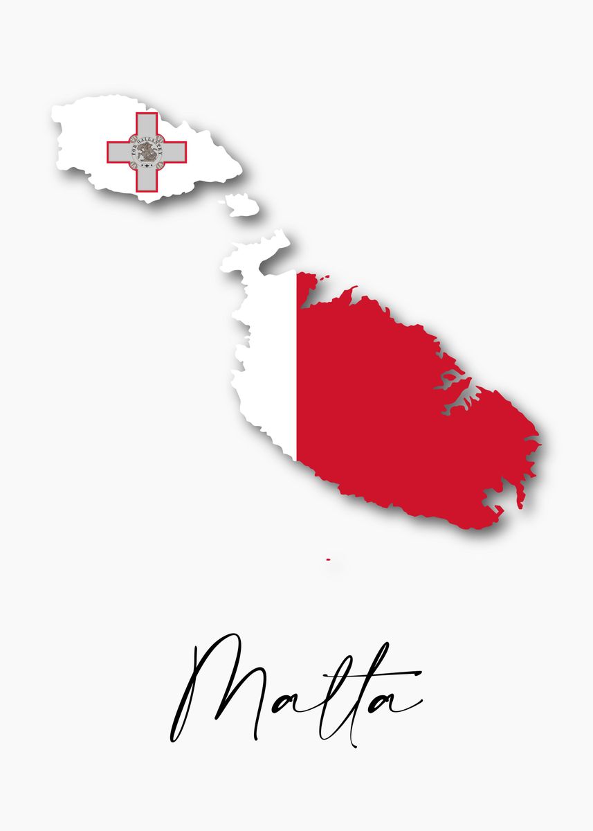 'Malta Country Map Flag' Poster, picture, metal print, paint by ...