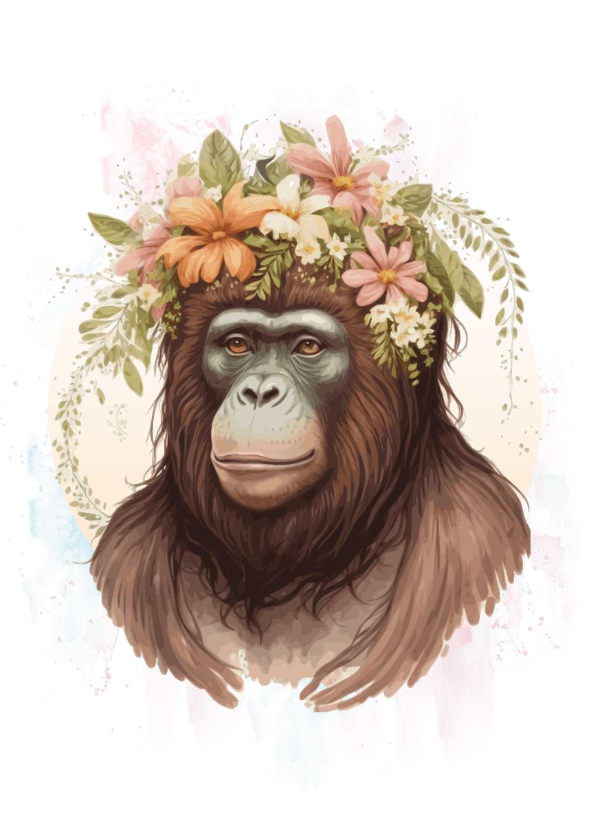 'Watercolor Orangutan Art' Poster by BestPrints | Displate