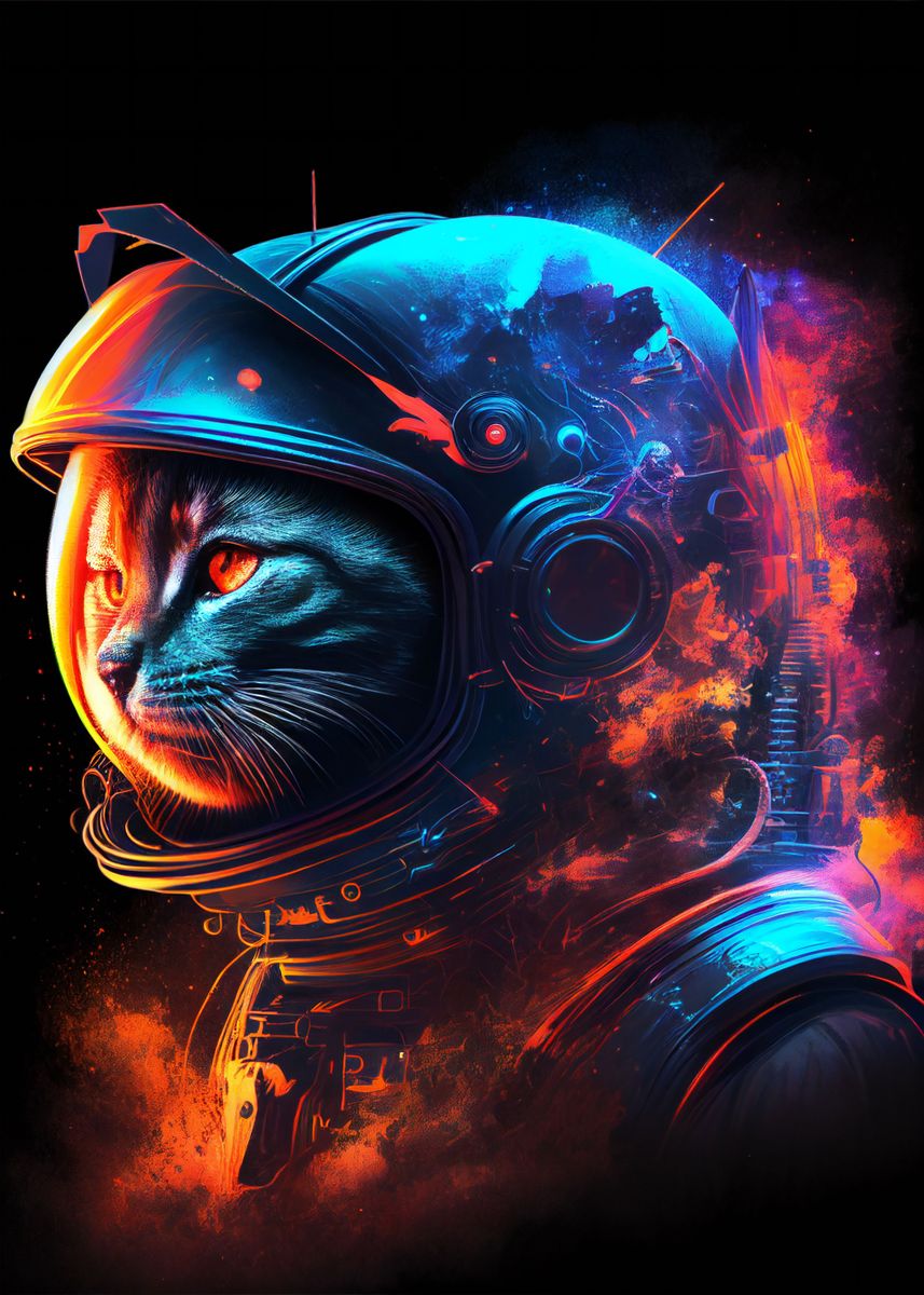 'Space Cat' Poster, picture, metal print, paint by Digital Arts Central ...