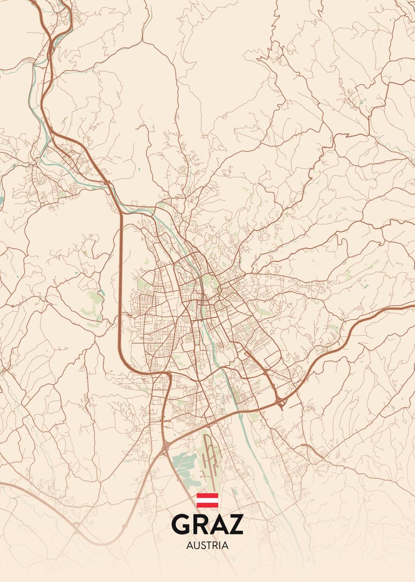 'Graz AT' Poster, picture, metal print, paint by IMR Designs | Displate