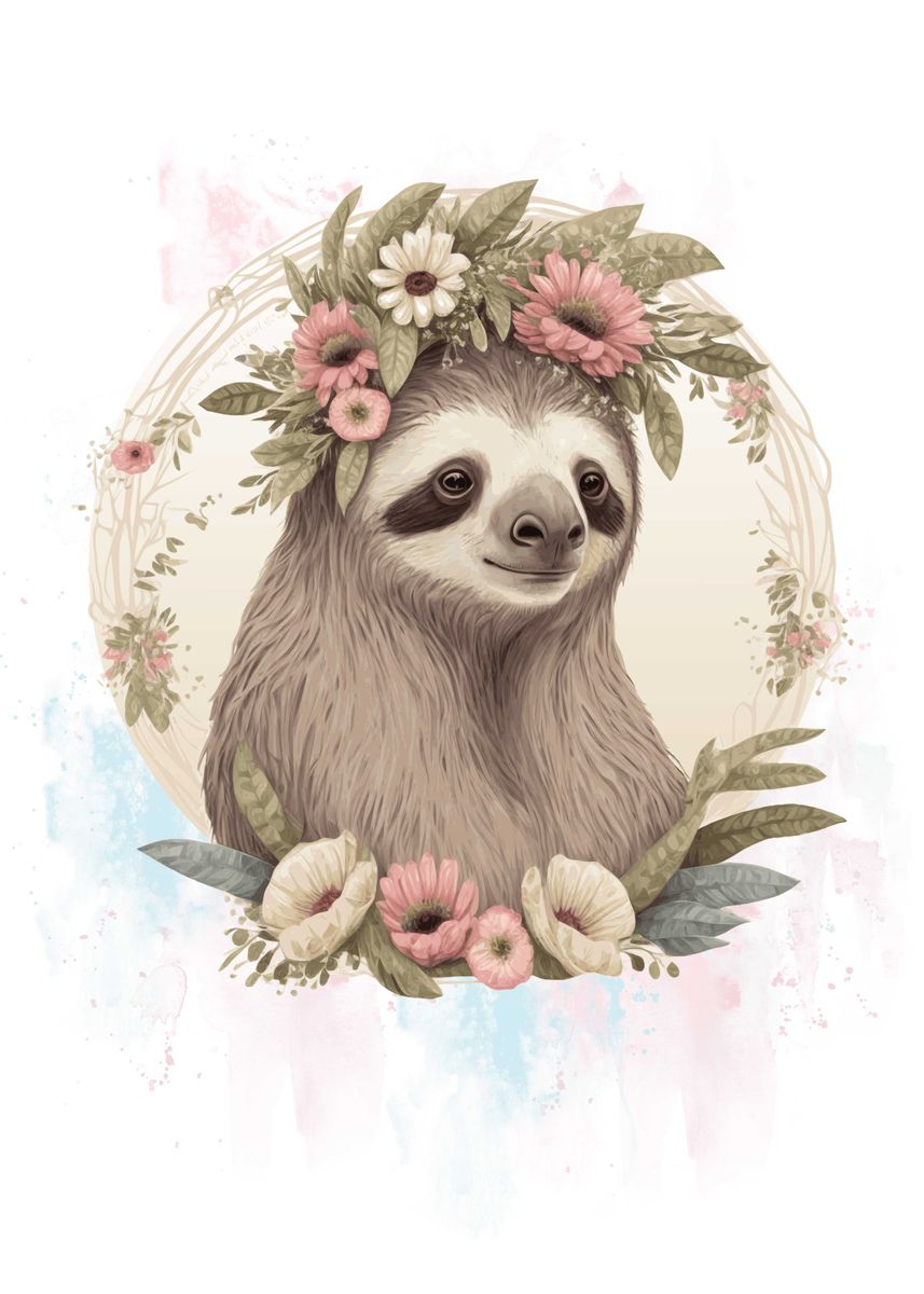 'Watercolor Sloth Painting' Poster, picture, metal print, paint by ...