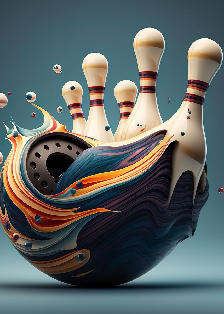 'Abstract Bowling Artwork' Poster, picture, metal print, paint by ...