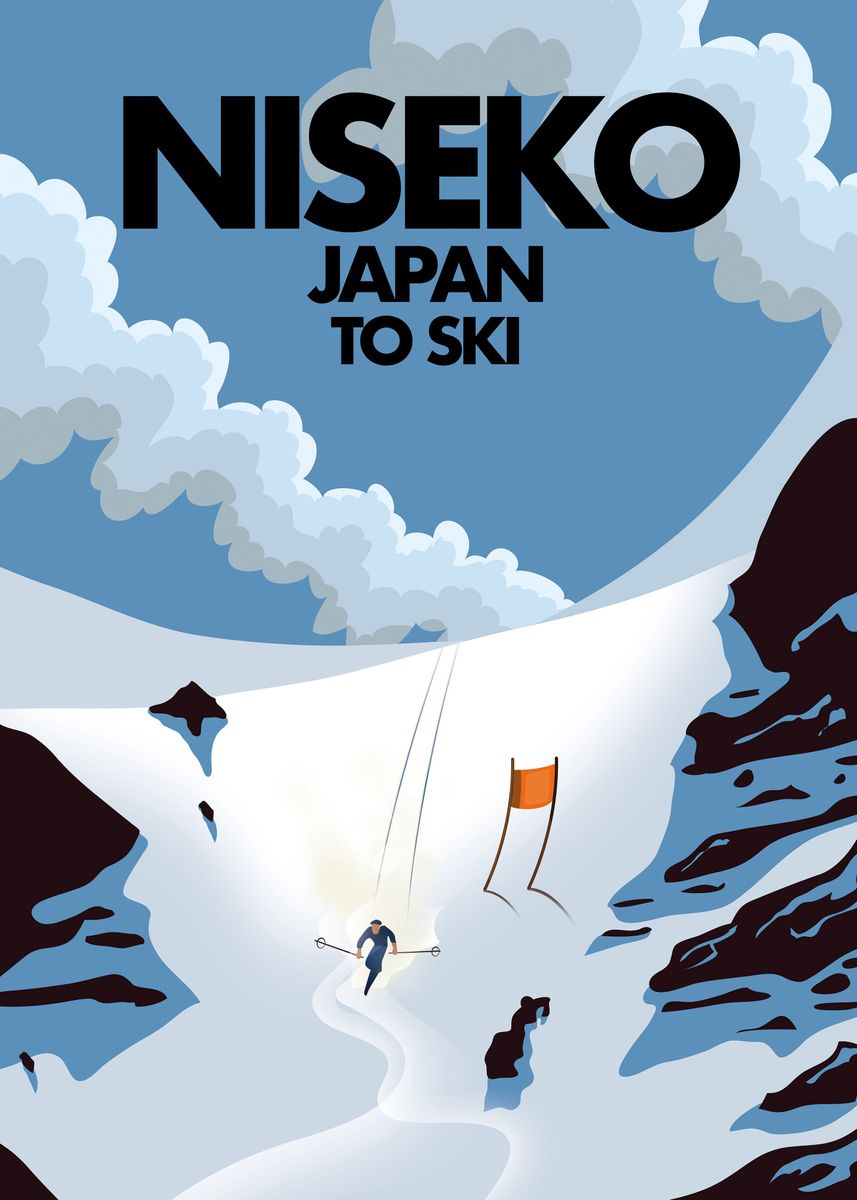 'Niseko Japan to ski' Poster, picture, metal print, paint by David ...