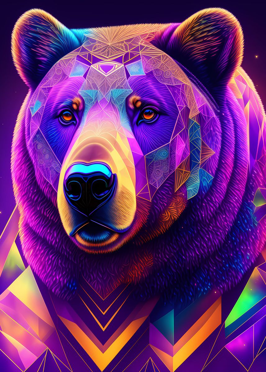 'Cosmic Bear' Poster, picture, metal print, paint by GraphicGrizzly ...