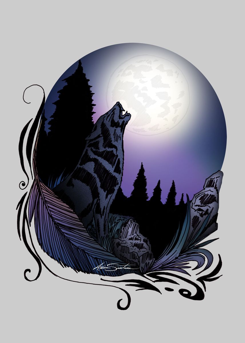 'Howling Wolf ' Poster, picture, metal print, paint by Adamzworld ...
