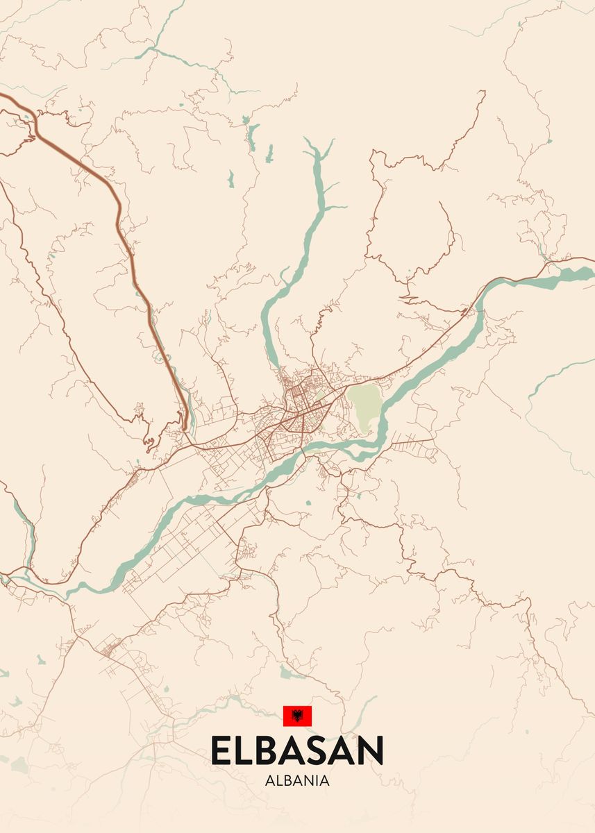 'Elbasan AL' Poster, picture, metal print, paint by IMR Designs | Displate