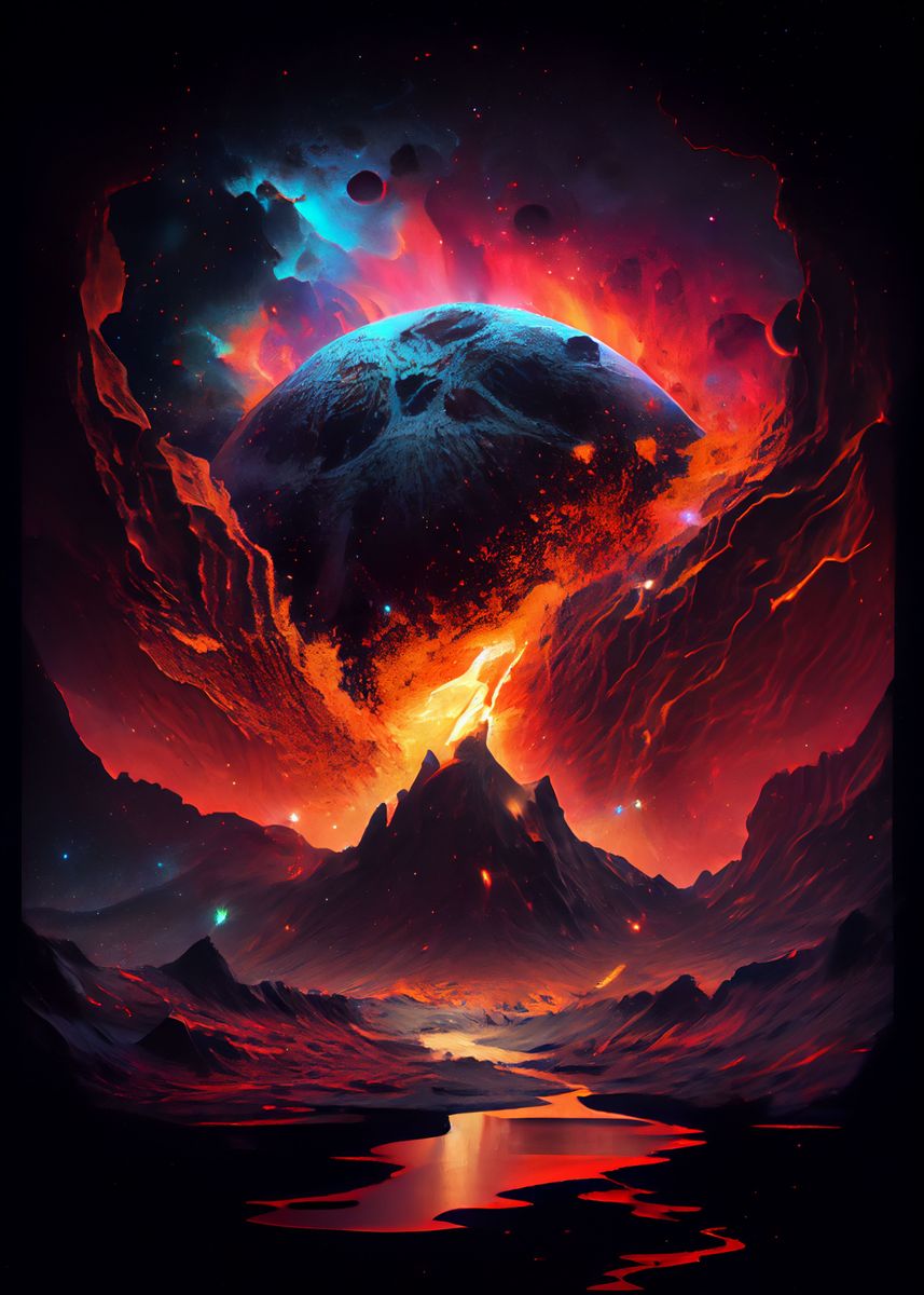 'Epic volcano eruption' Poster, picture, metal print, paint by ...