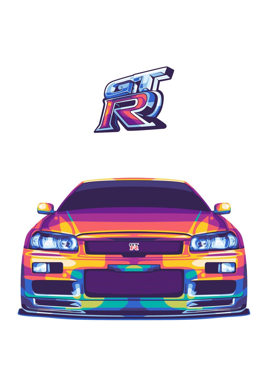 'gtr r34' Poster, picture, metal print, paint by Dede wiradinata | Displate