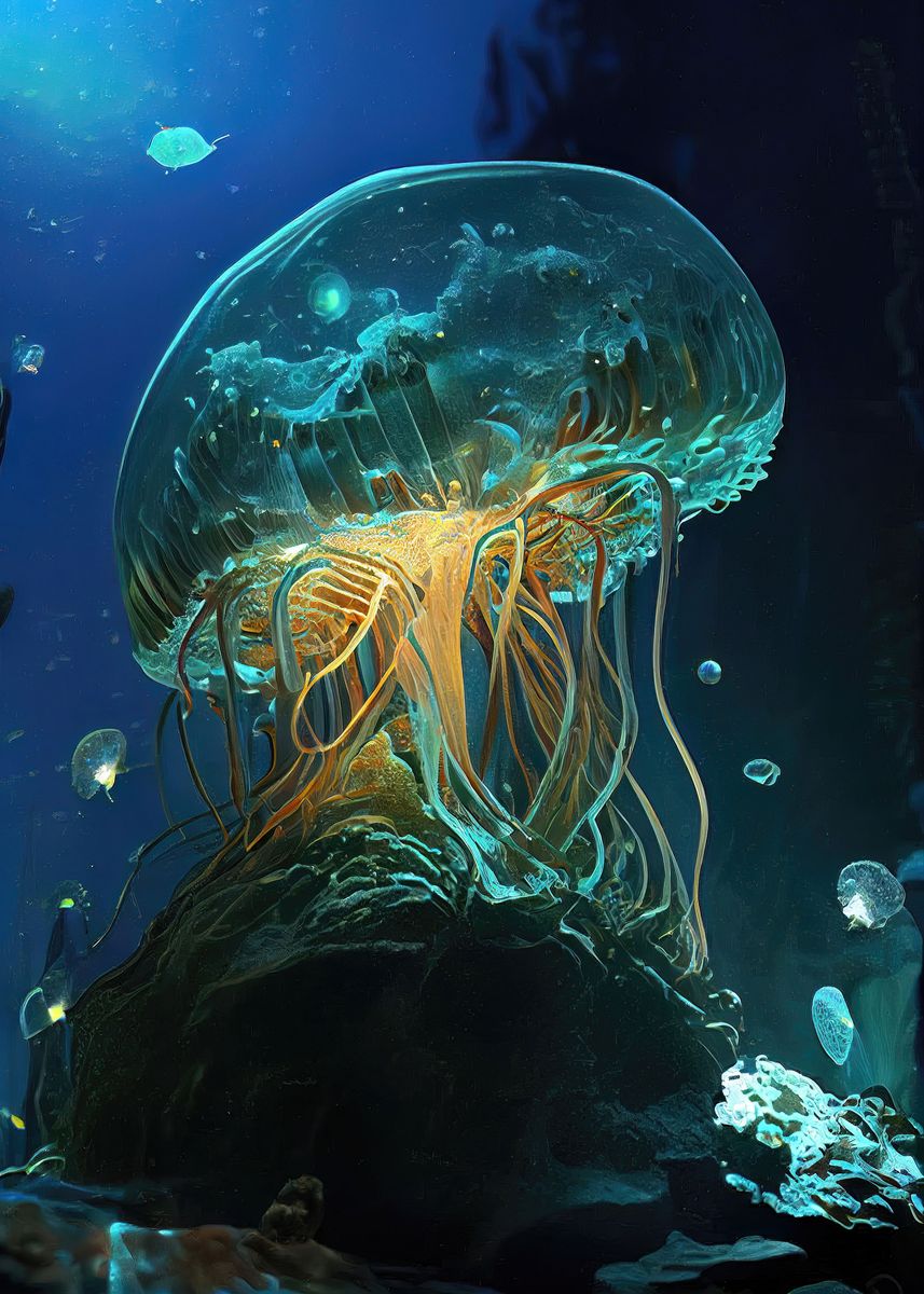 'World Jellyfish' Poster, picture, metal print, paint by Chris Cupit ...