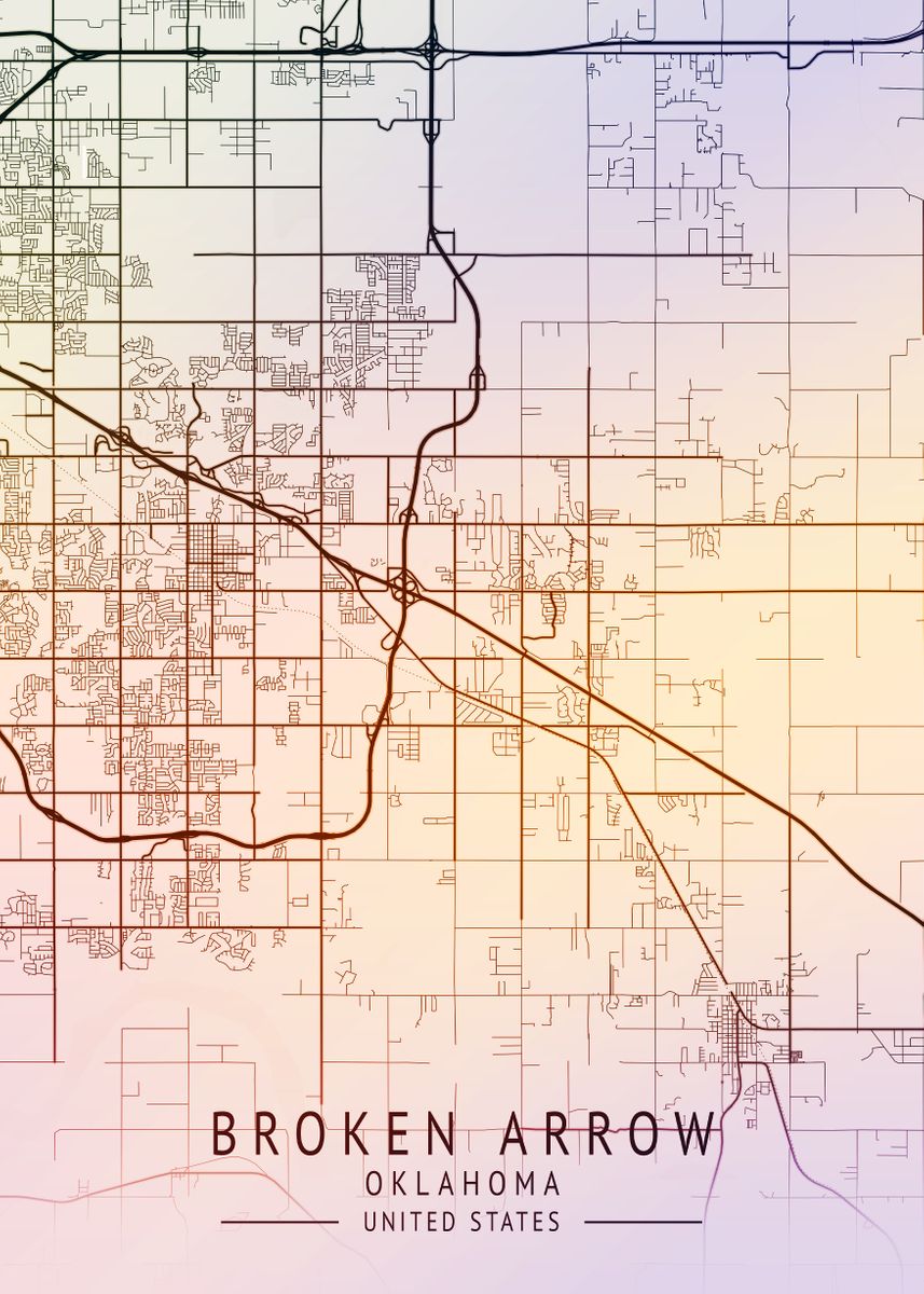 'Broken Arrow City Map' Poster, picture, metal print, paint by Gigi Bgm ...