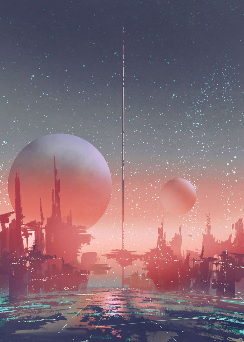 'futuristic buildings' Poster, picture, metal print, paint by Color Art ...