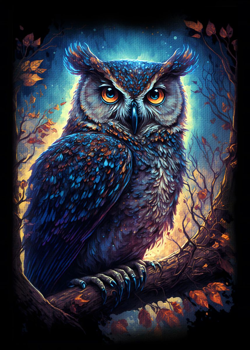 'Night watchman Owl' Poster, picture, metal print, paint by Amrendra ...