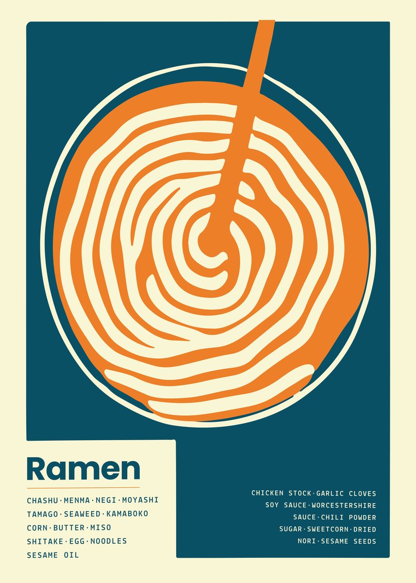 'Illustrated Ramen Poster' Poster, picture, metal print, paint by ...