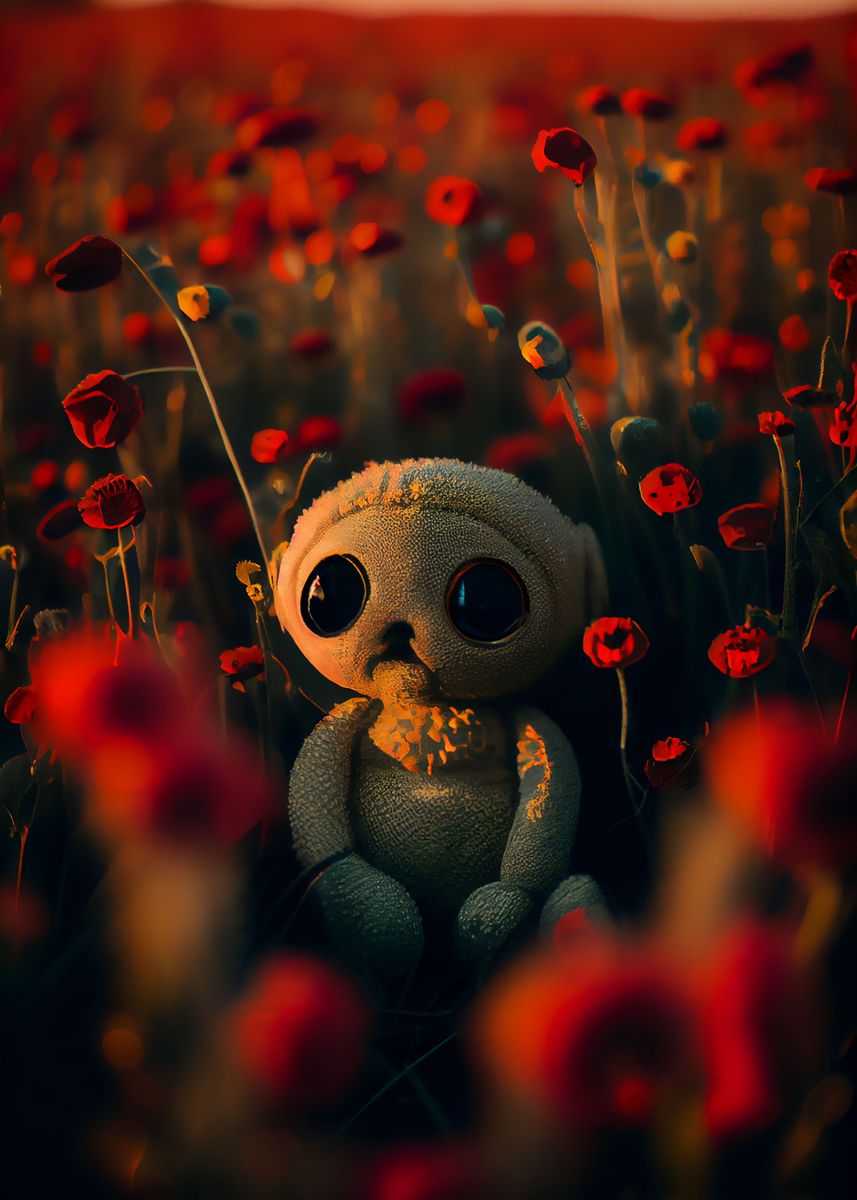 'Alien in a poppy field' Poster, picture, metal print, paint by ...